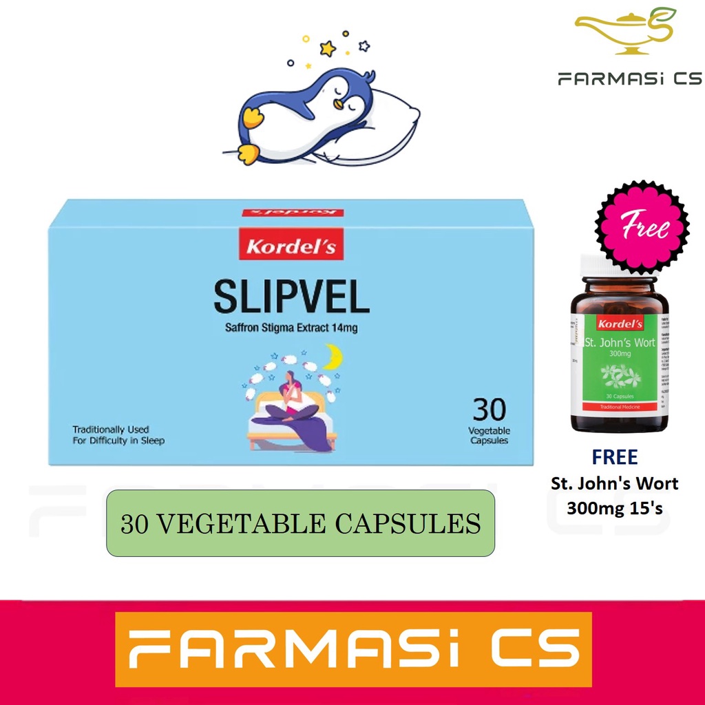 Kordel's Slipvel Saffron Stigma Extract 30 Capsules FOC St. John's Wort ...