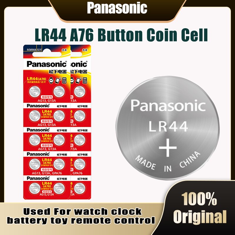 Panasonic A76 LR44 AG13 G13A LR1154 SR1154 357A SR44 1.5V Button Coin ...
