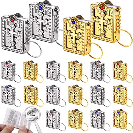 Mini Bible Keychain Small Holy Bible Key Ring Religious Jesus Keychain ...