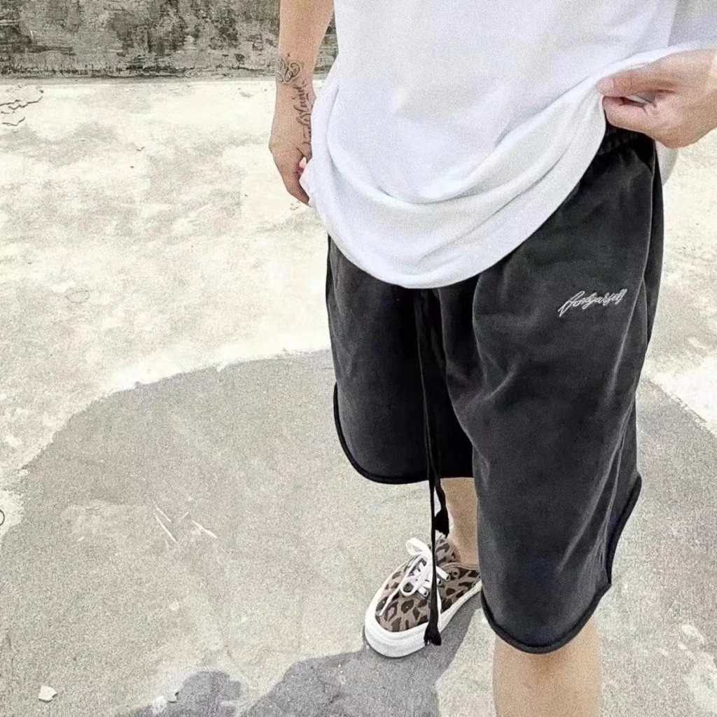 Askyurself Shorts side zipper design shorts letters logo embroidery ...