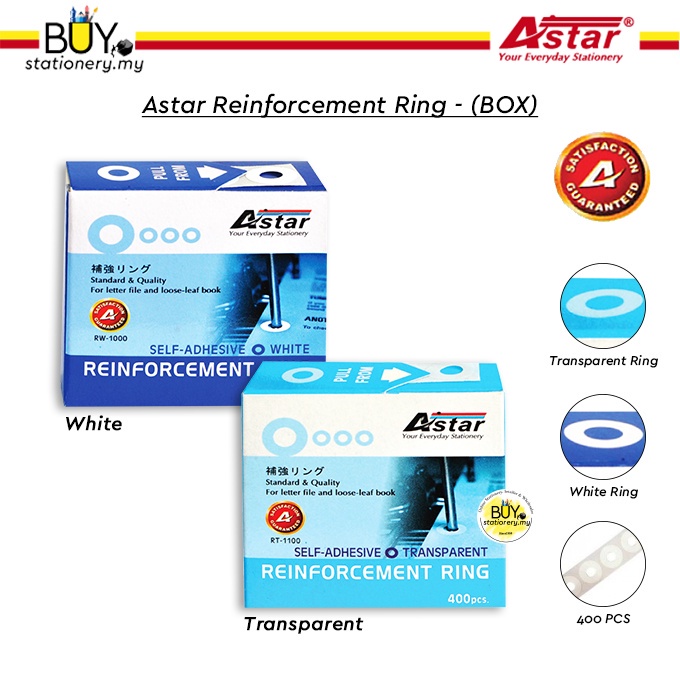 Astar Reinforcement Ring White / Transparent - (BOX) Document Ring ...