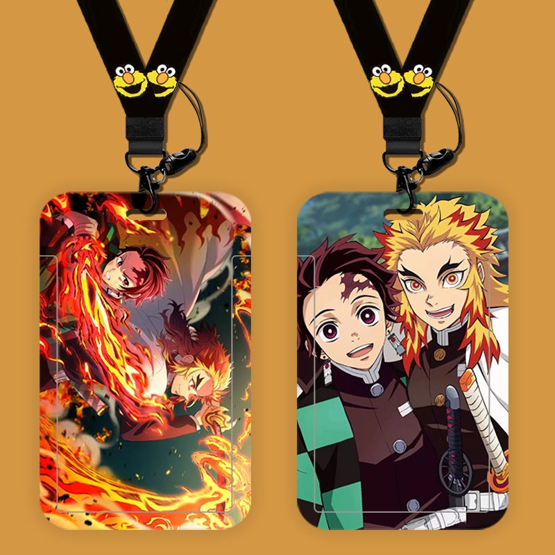 Anime Demon Slayer Rengoku Kyoujurou ID Card Holder With Neck Lanyard ...
