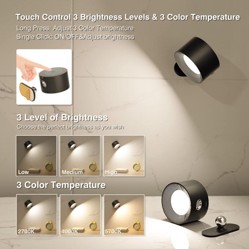 USB Rechargeable LED Wall Light Touch Control Cordless Wall Mounted ...
