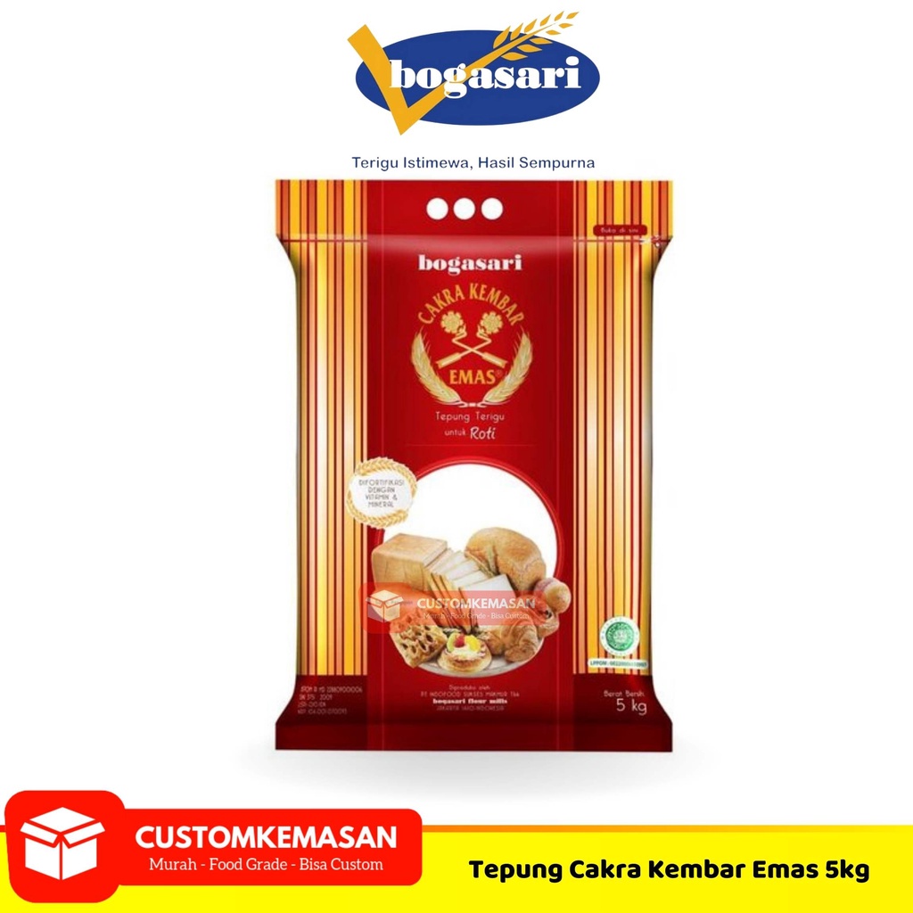 Bogasari Gold Twin Cakra Flour 5kg / Wheat Flour 1 kg / Multipurpose ...