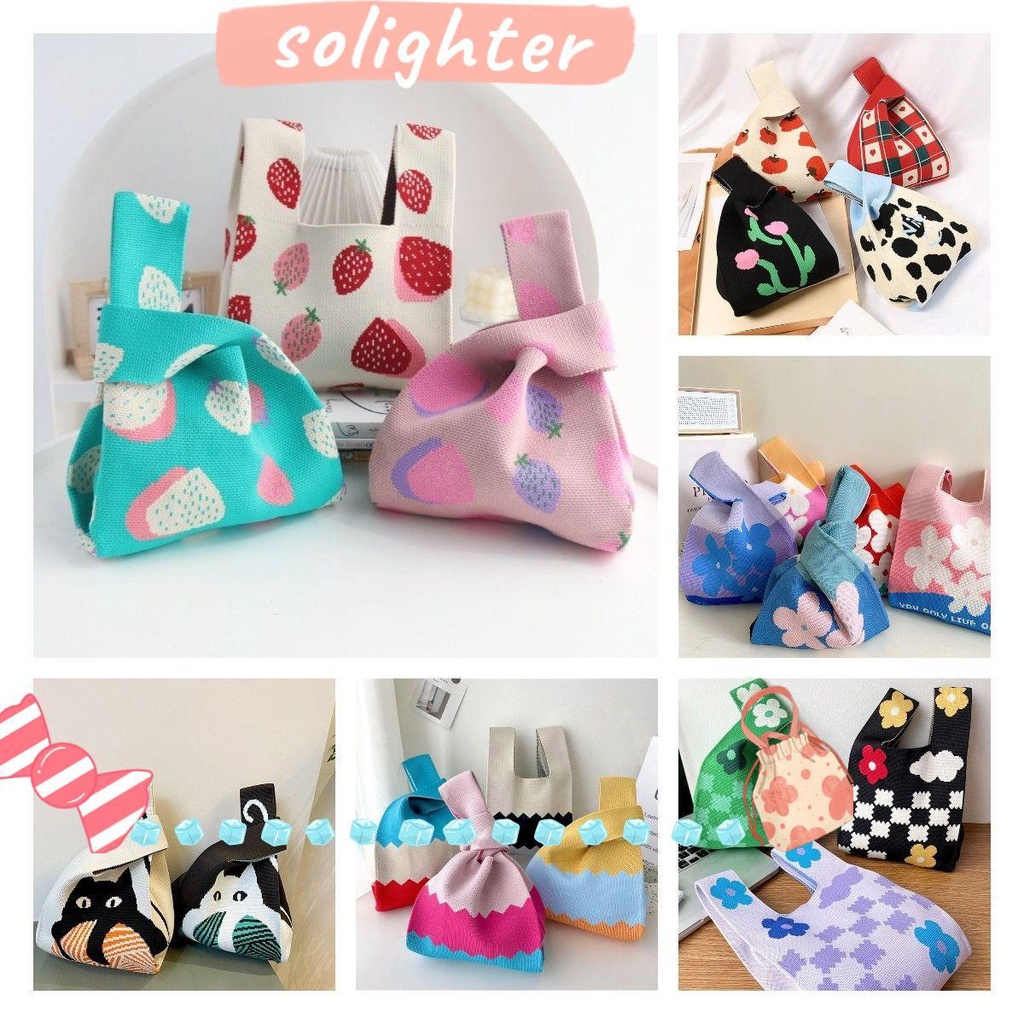 SOLIGHTER Knit Handbag Women Reusable Handmade Tote Bag | Shopee Singapore