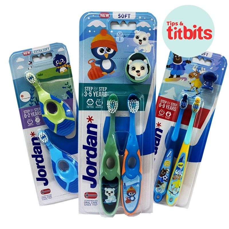 Jordan Toothbrush Step 1 / Step 2 / Step 3 [Twinpack With Pouch ...