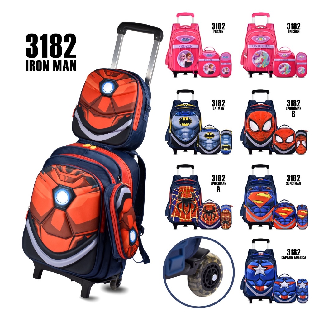 (RBS) Cartoon 3182 Wheel Bag 3 IN 1 Trolly Bag For Boys And Girls With ...