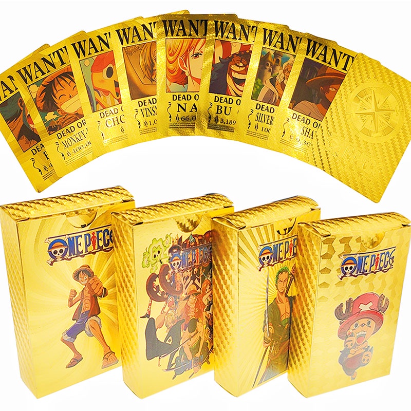 55 PCS One Piece Cards Metal Gold Card Luffy Zoro Sanji Nami Rare ...