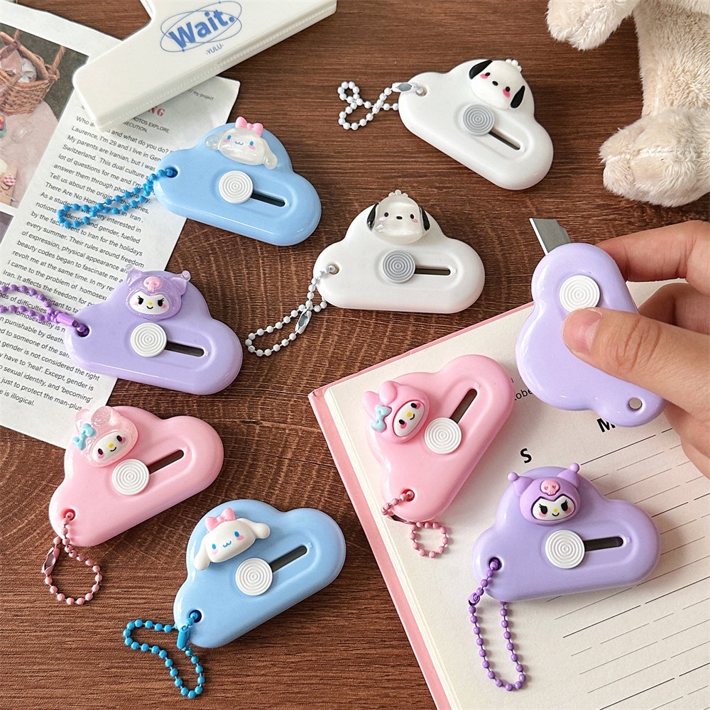 Student Utility Knife Cute Cartoon Cloud Mini Portable Bead Chain Key ...