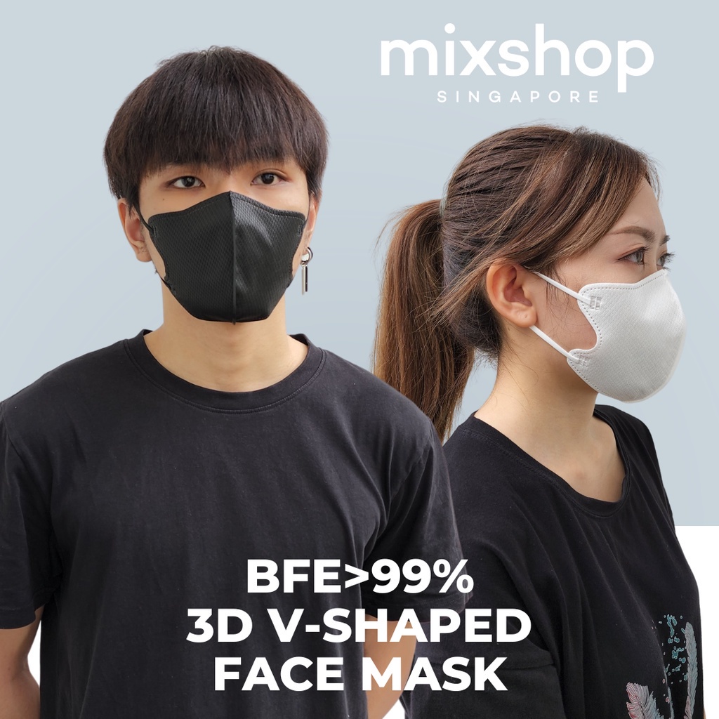 mixshop 3D V-Shaped Face Mask, 3 Sizes, BFE>99% | Shopee Singapore