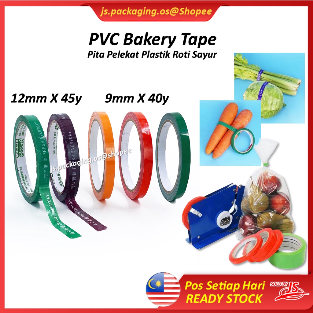 Hard PVC Bakery Tape Bag Sealer Tape / Vegetable Tape Poly Bag Tape ...