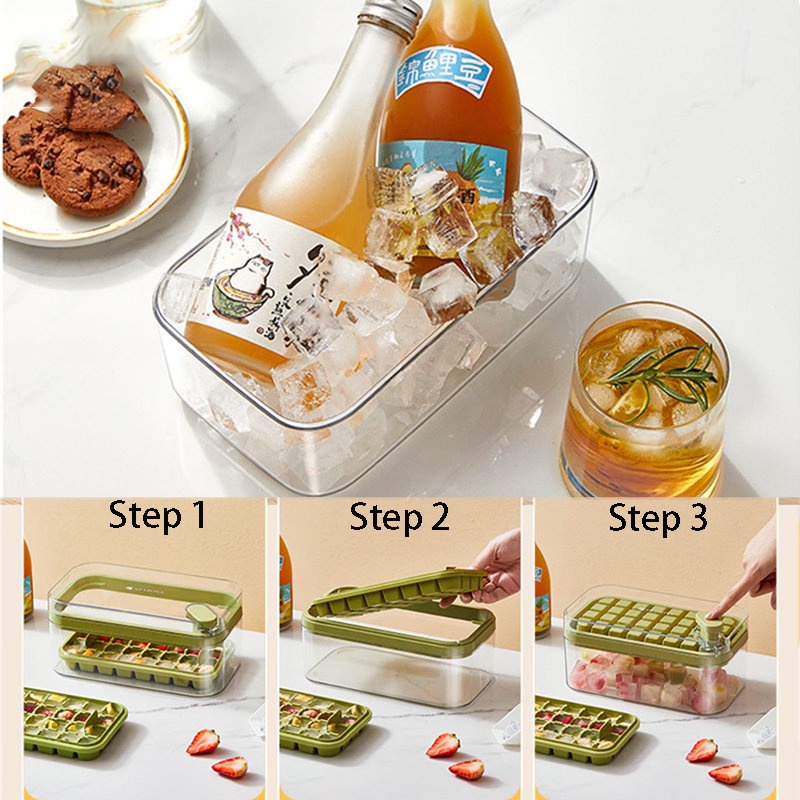 ⭐🇸🇬 READY STOCK Double Layer Ice Cube Maker Ice Cube Mold One Key Ice ...