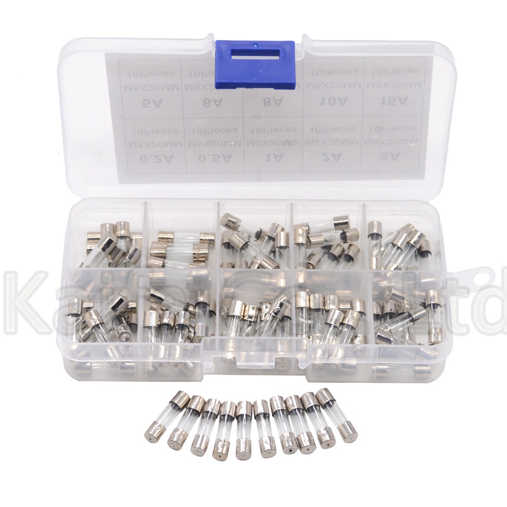 100pcs/lots 5x20mm 0.5A 1A 2A 3A 4A 5A 6A 7A 8A 10A 15A Quick Blow Glass Tube Fuse Assorted Kits ...