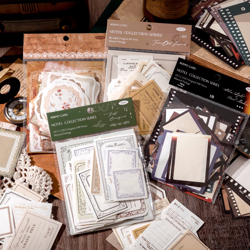 QOUZMO 100pcs/set Vintage scrapbook label material [Recall prologue ...