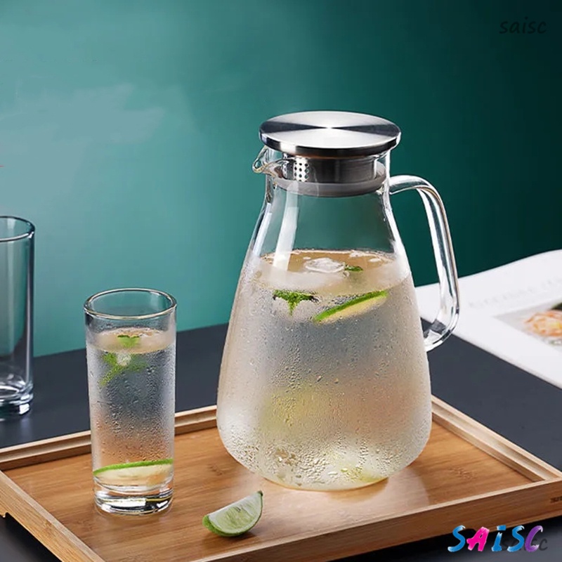 2600ml Large-Capacity Glass Water Pitcher Juice Iced Tea Beverage Water ...