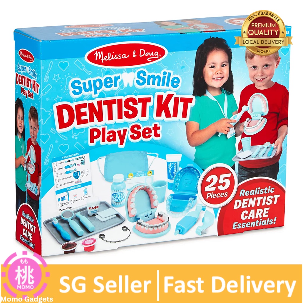 Melissa & Doug Super Smile Dentist Kit With Pretend Play Set of Teeth ...