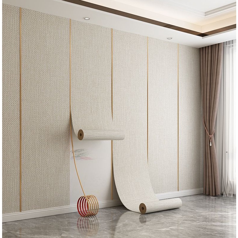 Thick Wallpaper Self-Adhesive Linen Wall Cloth Noise Reduction Wall ...