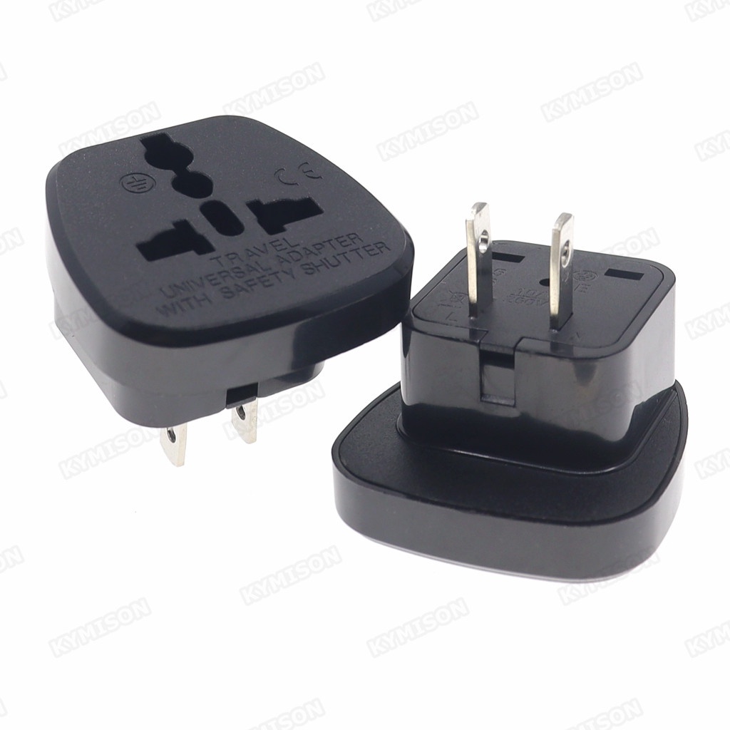 Univeraal 2 Parallel Pins Travel Adapter With Security Shutter, US AU ...