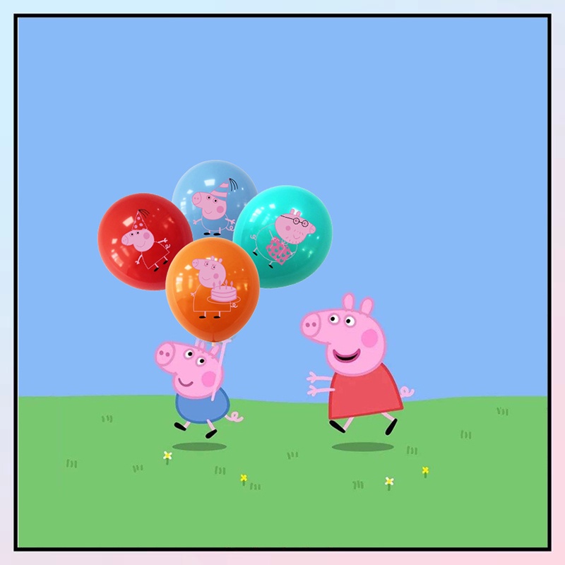 12inch Pink Pig Printed Latex Balloons Children Birthday Peppa Pig ...