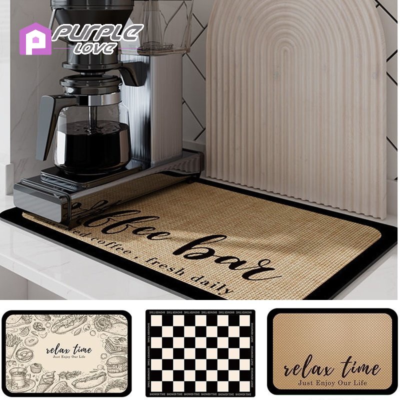 Retro Dish Drying Mat Simple Drain Pad Water Absorbent Placemat Coffee ...