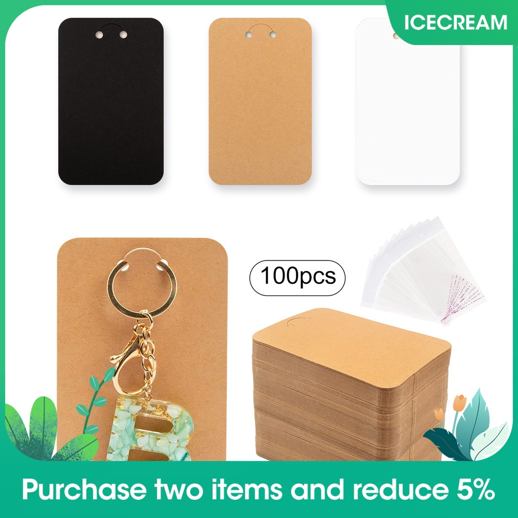 100Pcs Earring Necklace Keychain Display Card with Self Sealing Bags ...