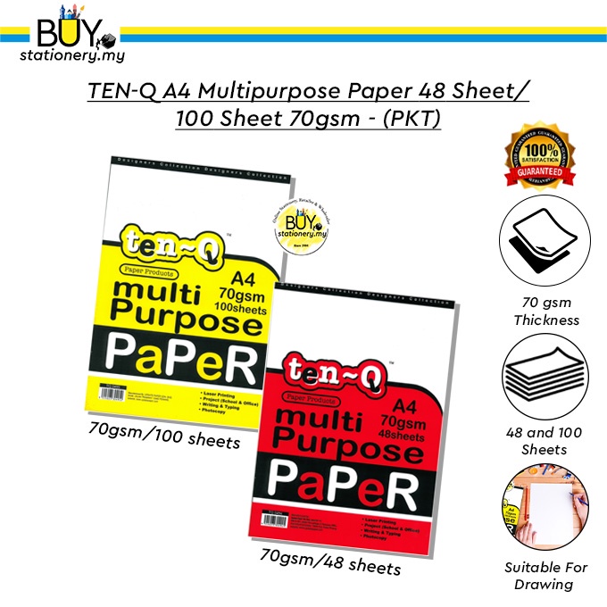 TEN-Q A4 Multipurpose Paper 48 Sheet 100 Sheet 70gsm - (PKT) Kertas A4 ...