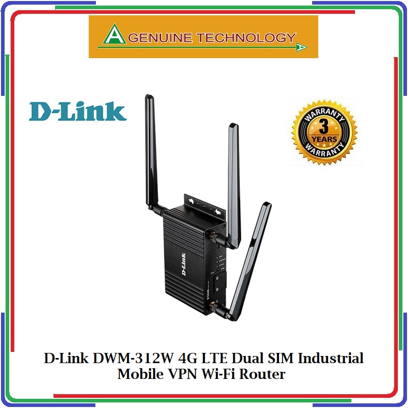 D-Link DWM-312W 4G LTE Dual SIM Industrial Mobile VPN Wi-Fi Router - 3 ...