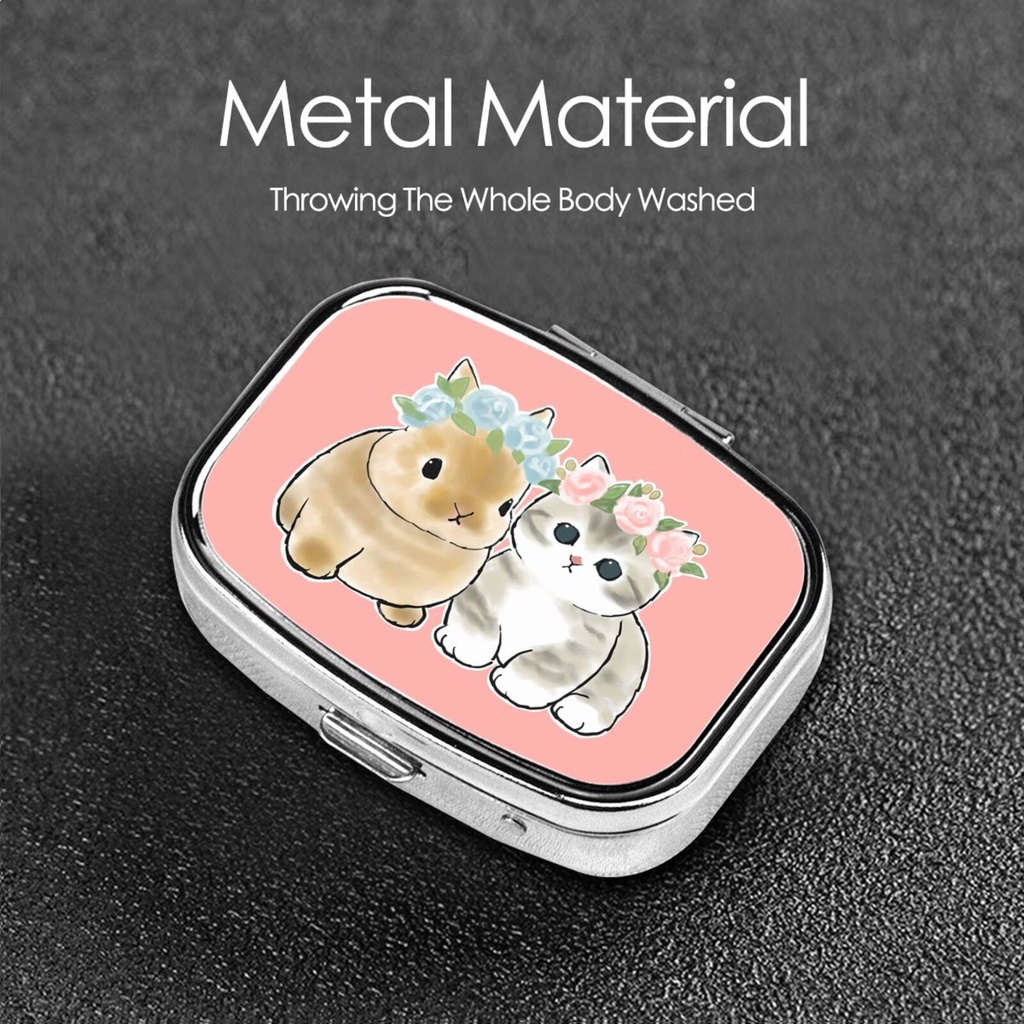Mofusand Custom Fashion Square Pill Box Decorative Metal Container Box ...
