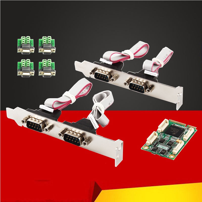 Mini PCIE to 4 Port RS422/RS485 Serial Card DB9 Com Half Size Mini PCI ...