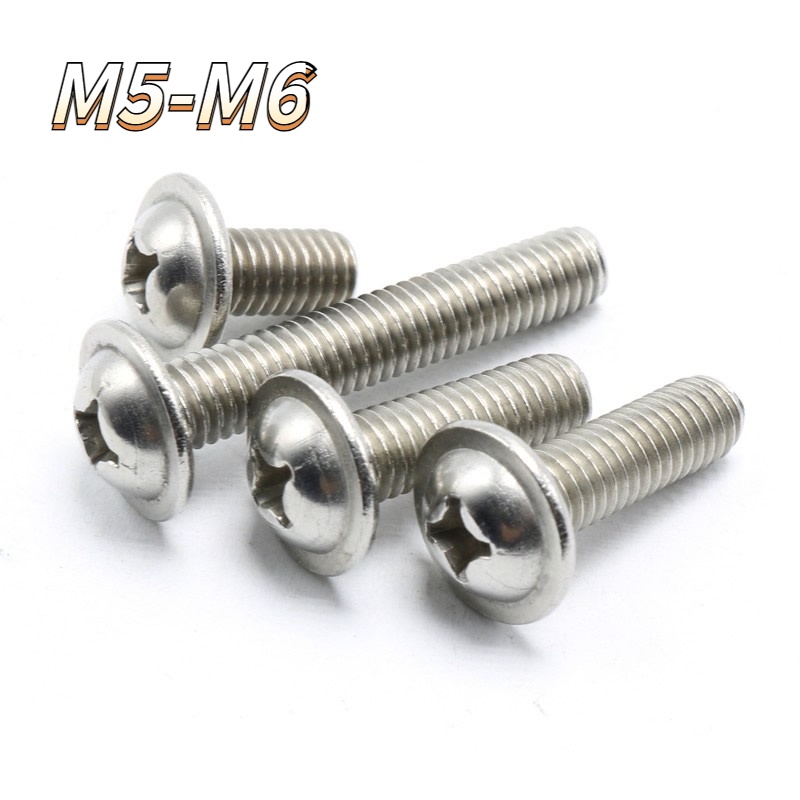 304 Stainless Steel Phillips Round Head with Washer Screws Big Head ...