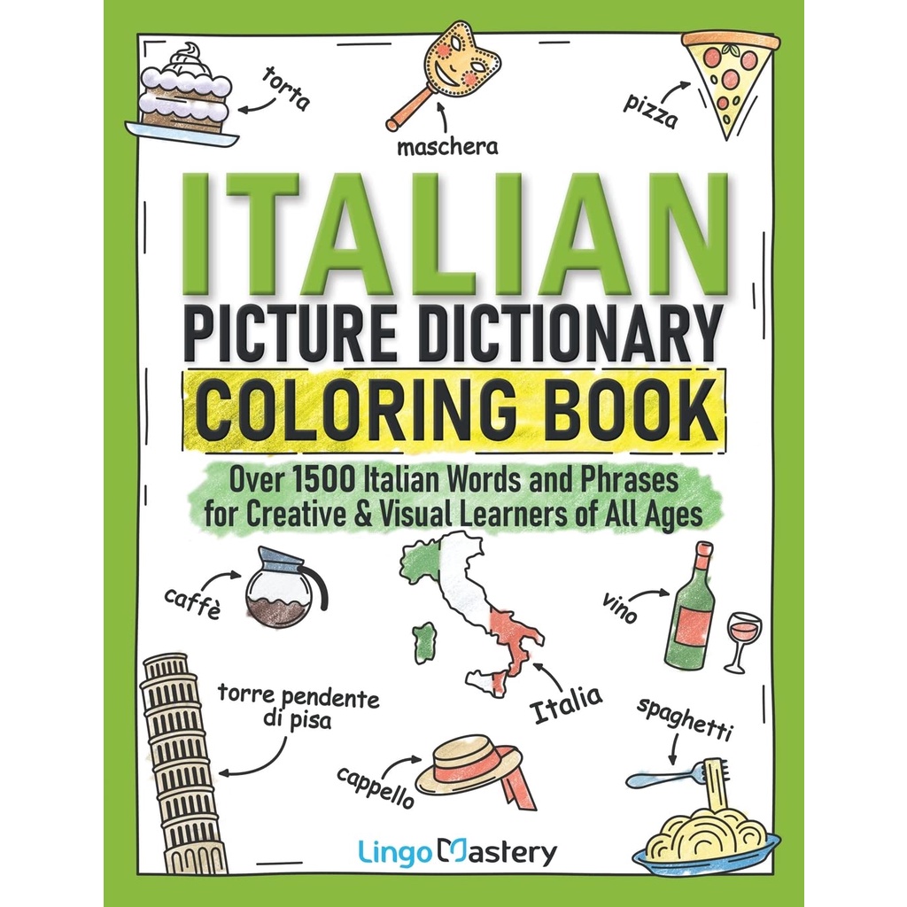 [sgstock] Italian Picture Dictionary Coloring Book: Over 1500 Italian ...