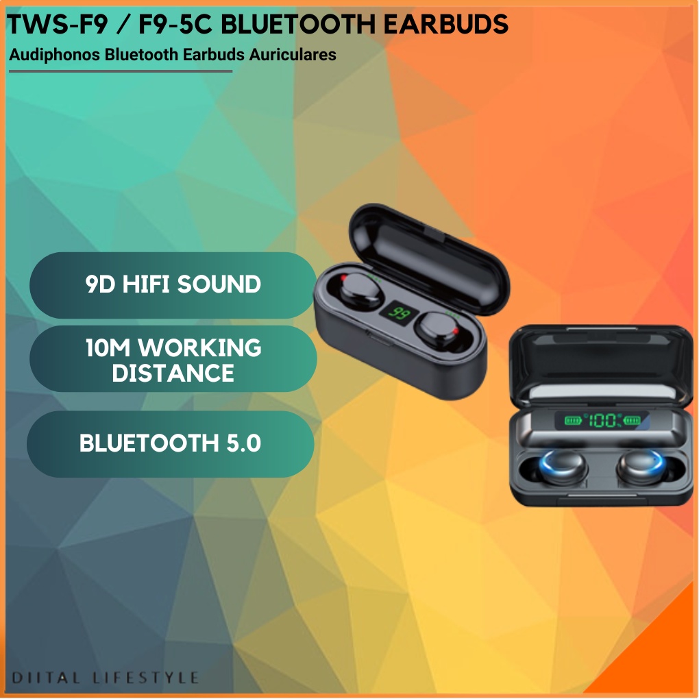 NEW F9 upgrade TWS Bluetooth 5.1 Earphones Wireless Headphone 9D Stereo Sports Waterproof ...