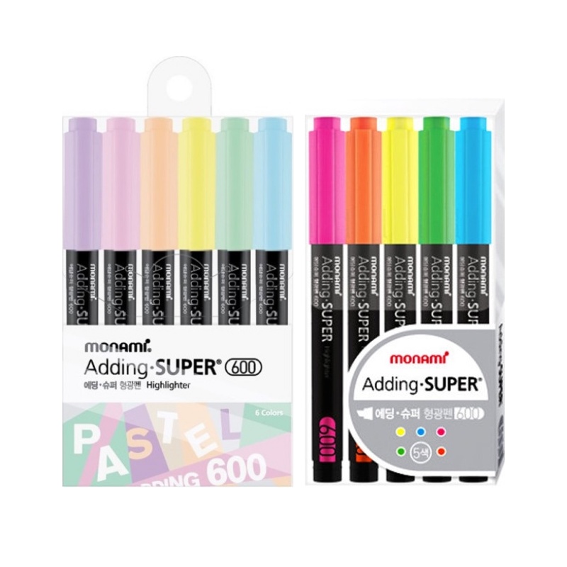 Monami Adding Super 600 Highlighter Set (5 / 6 colors) | Shopee Singapore
