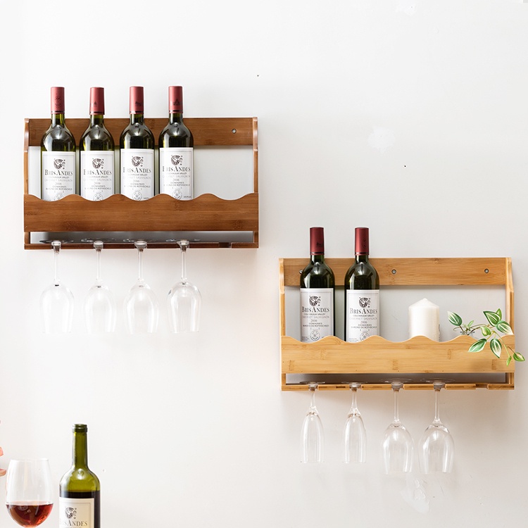 Wall mounted wine cabinet | Restaurant wall red wine rack | Wine glass ...