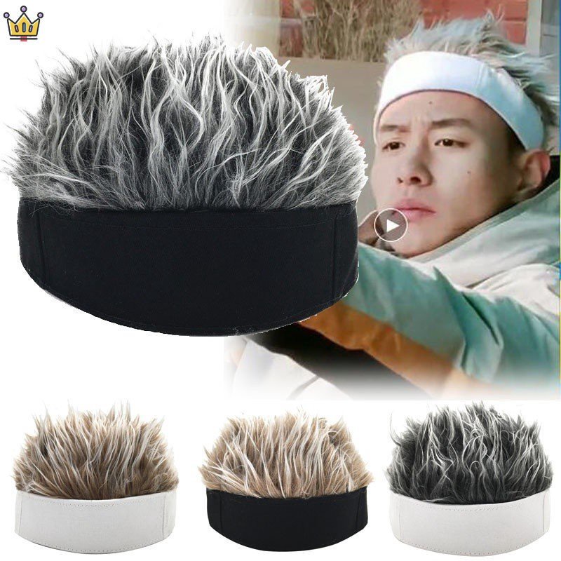 Men's Unisex Rock And Roll Cap Outdoor Punk Street Funny Wig Fake Hair ...