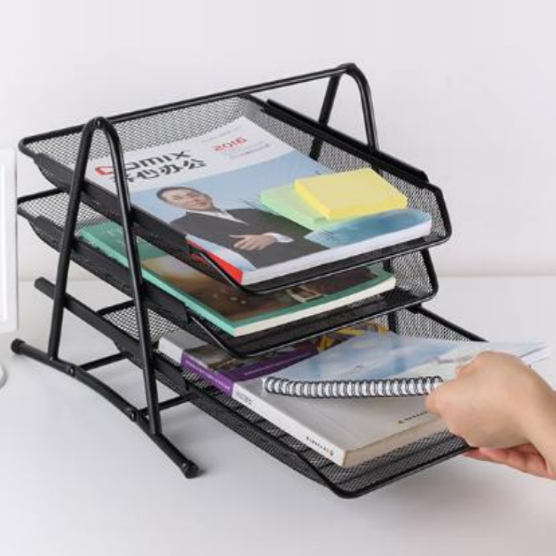 School Office Supply File Tray 3 Tiers Metal Mesh Desk Top A4 Size ...
