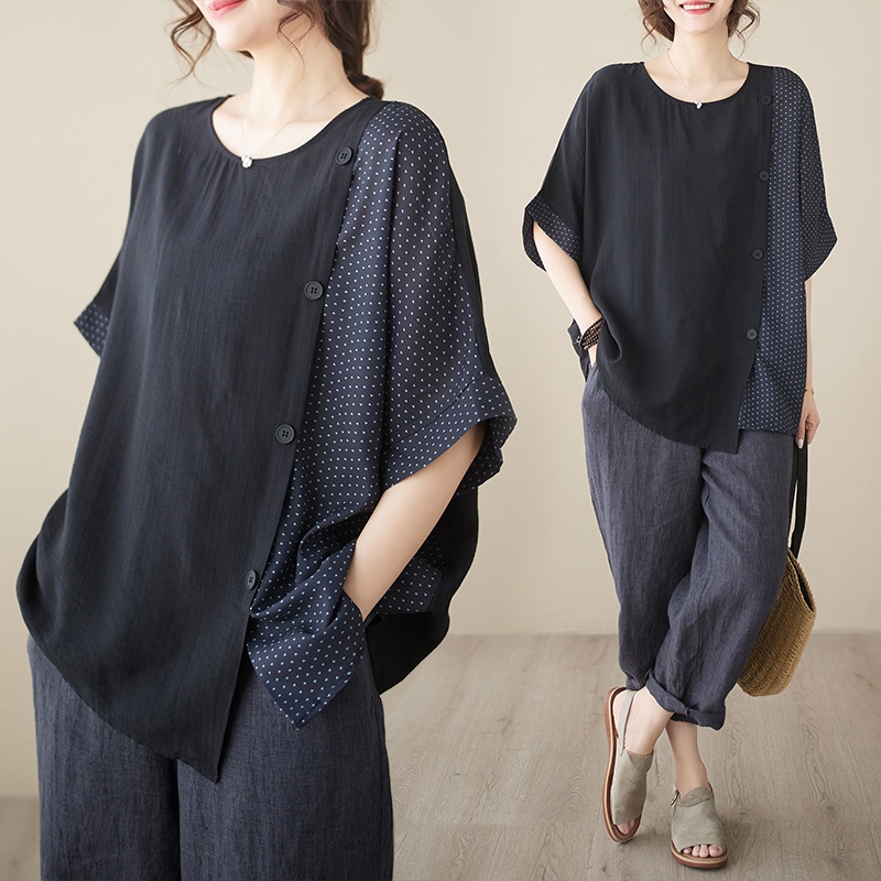 Oladivi Plus Size Women Casual Loose Cotton Linen Shirts Summer New ...