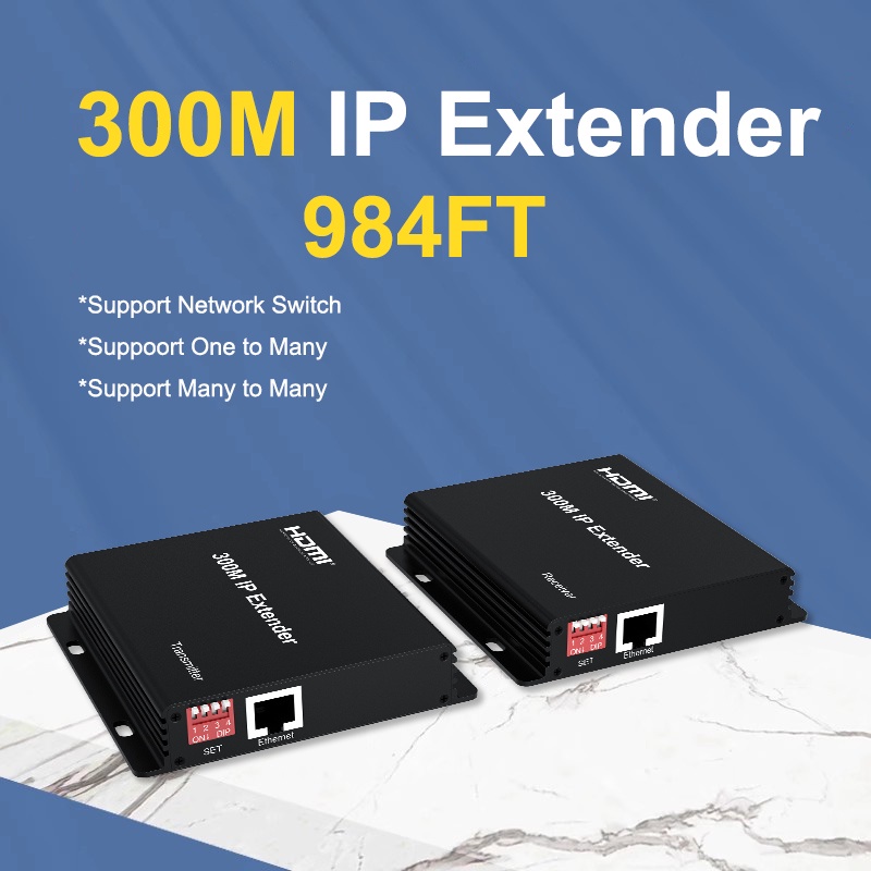 300M IP Extender Via RJ45 Cat6 Ethernet Cable 1080P HDMI Audio Video ...
