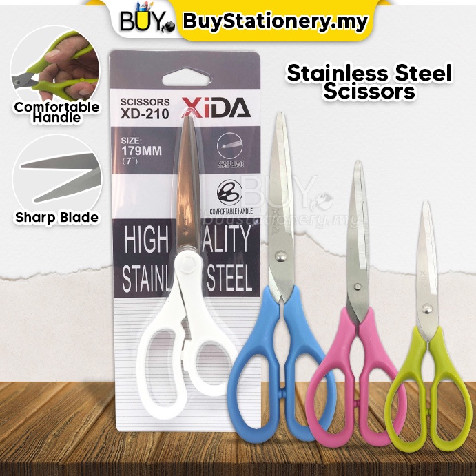 XIDA Sharp Scissors Stainless Steel Cutter Gunting Paper - (1s/CARD) Gunting Kertas Scissors ...