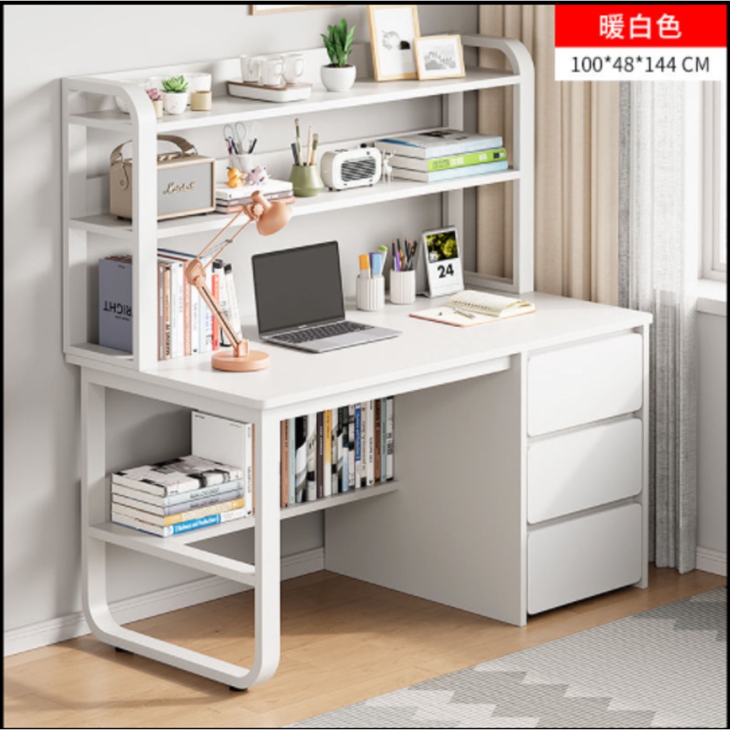 Ready Stock Study Table With Shelf Computer Desk With Drawer Simple ...