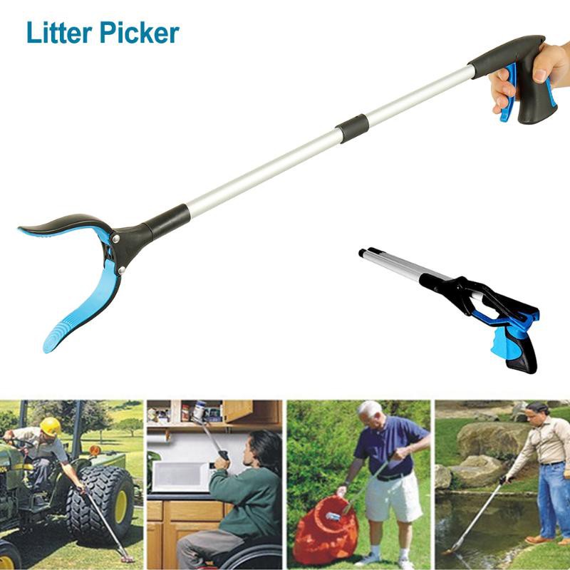130*11.5cm Foldable Garbage Pick Up Tool Grabber Reacher Stick Reaching ...