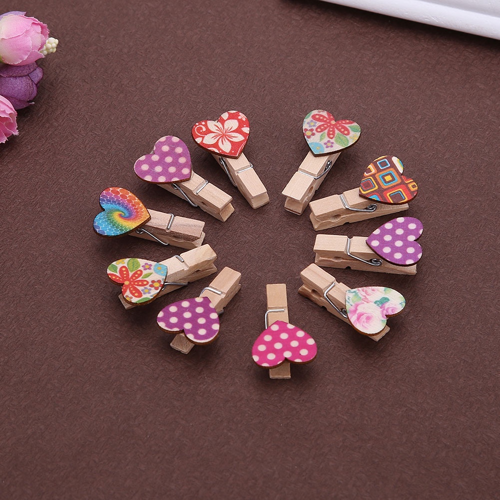 50pcs/pack Wooden Love Heart Mini Clothespin Craft Clips DIY Photo ...