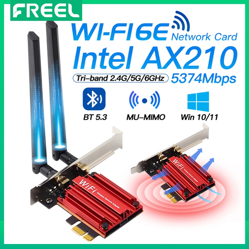 WiFi 6E Intel AX210 Tri-Band PCI-E Wireless Bluetooth 5.3 Network Card 2.4GHz/5GHz/6GHz 802.11AX ...