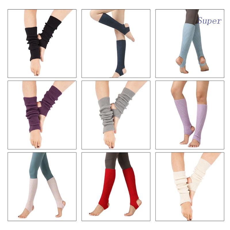 Super Women Girls Stirrup Leg Warmers Boot Cuffs Ribbed Knit Solid ...