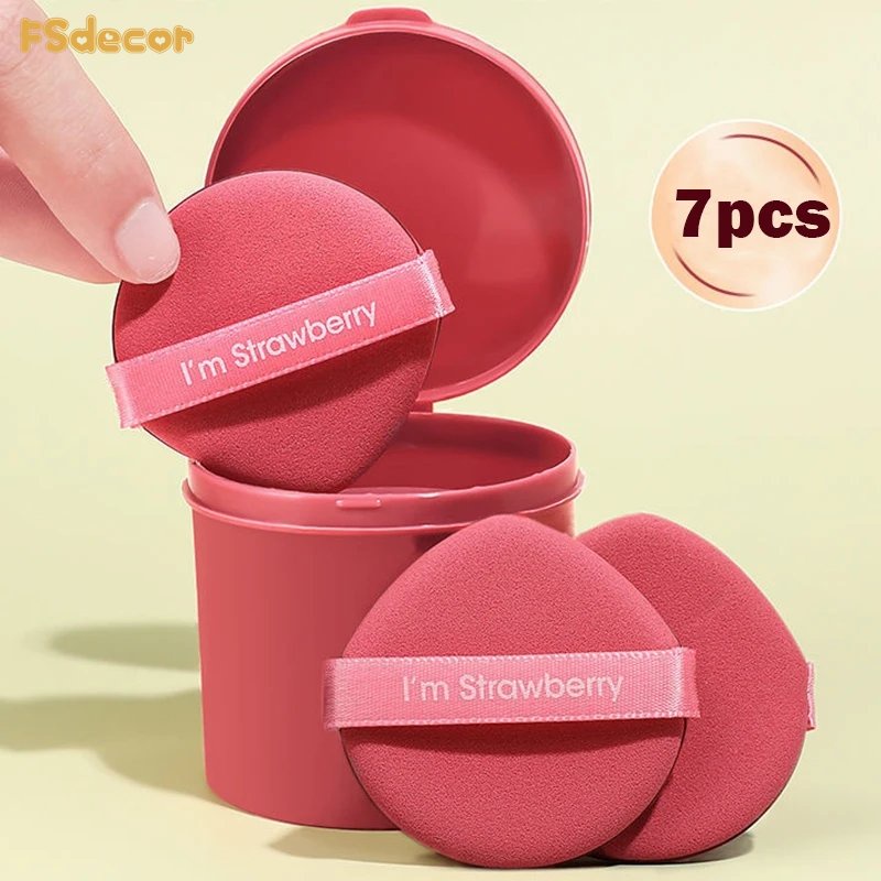 7 PCS Strawberry Makeup Puff Set Ladies Soft Foundation Isolation Air ...