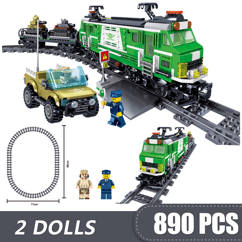 890PCS Building Blocks Compatible Lego Technology Railway Transport Car ...
