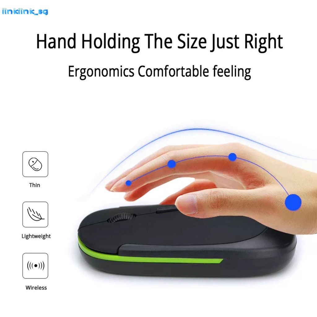 2.4ghz Wireless Mouse Optical Ultra-thin Portable 1600dpi Adjustable ...