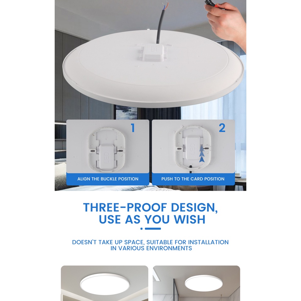【SG Stock】Tricolor Change Fully Sealed Ceiling Light 48W 36W 20W White ...