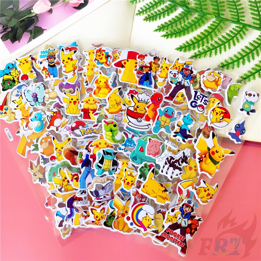 12Sheets/set Anime Pokemon Go Series 01 DIY Rewards Sticker Cartoon 3D ...