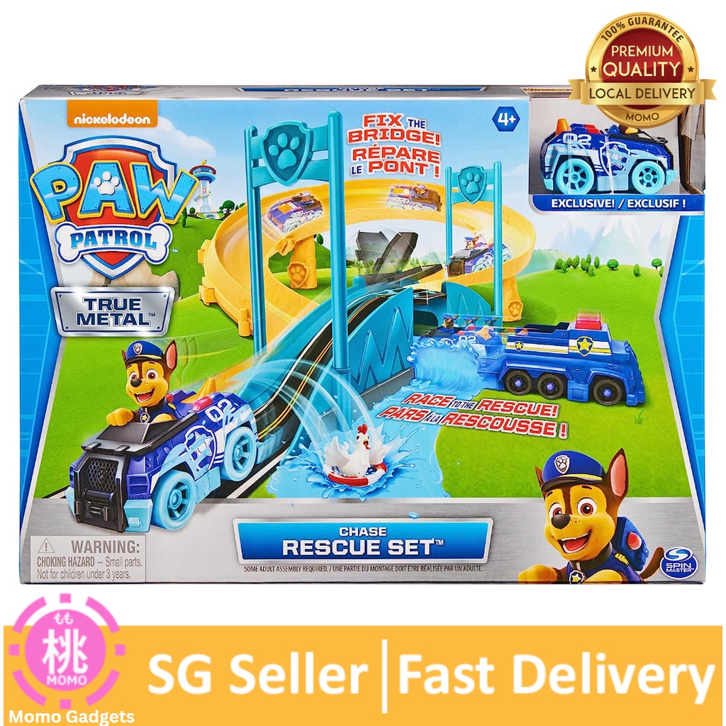 Paw Patrol, True Metal Chase Rescue Track Set with Exclusive Chase Die ...